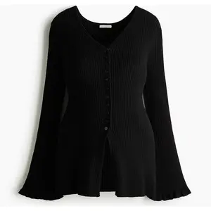 H&M Mama Rib-knit Cardigan - Black