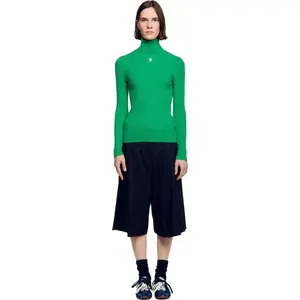 Sandro Cable Knit Roll-neck Sweater - Green