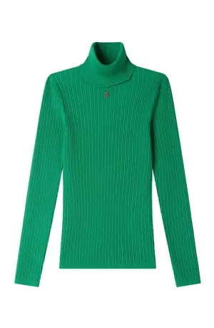 Sandro Cable Knit Roll-neck Sweater - Green