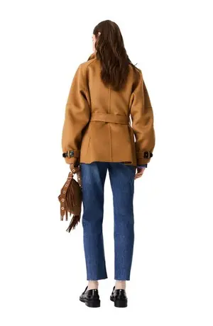 Maje Belted Mid-length Wool Coat