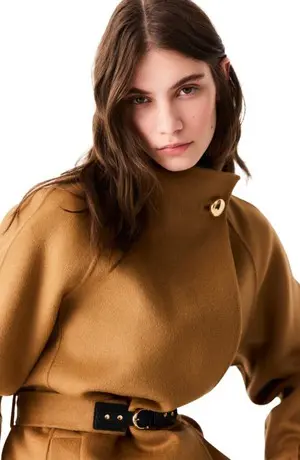 Maje Belted Mid-length Wool Coat