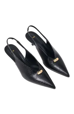 Maje Pointed Embossed Leather Slingbacks