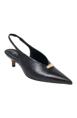 Maje Pointed Embossed Leather Slingbacks