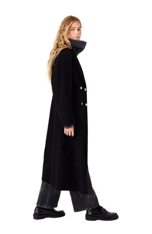 Maje Long Double-breasted Wool Coat