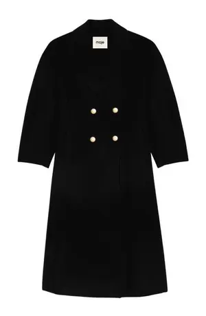 Maje Long Double-breasted Wool Coat