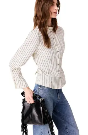 Maje Rhinestone High-neck Shirt