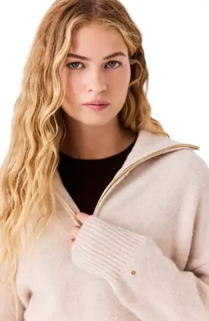 Maje Zip-neck Cashmere Sweater