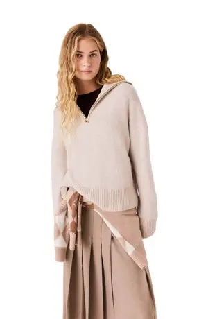 Maje Zip-neck Cashmere Sweater