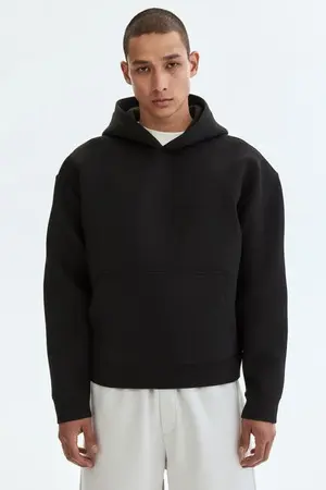 H&M Loose-fit Scuba Knit Hoodie Black