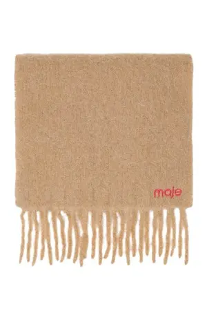 Maje Wool And Alpaca Blend Scarf - Camel