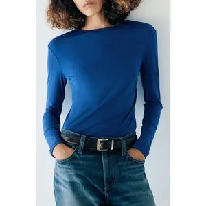 Mango Long Sleeve Fitted T-shirt - Blue