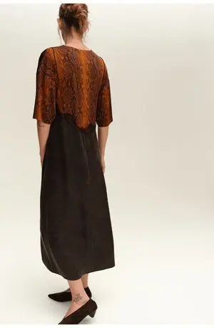 Bimba Y Lola Layered Two-material A-line Midi Dress