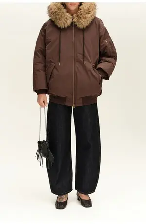 Bimba Y Lola Bomber Puffer Jacket Chocolate