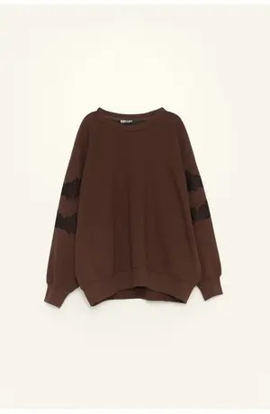 Bimba Y Lola Oversize Lace Sweatshirt - Chocolate