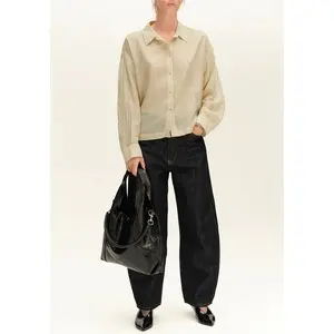 Bimba Y Lola Boxy Rhinestone Shirt - Sand