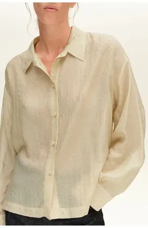 Bimba Y Lola Boxy Rhinestone Shirt - Sand