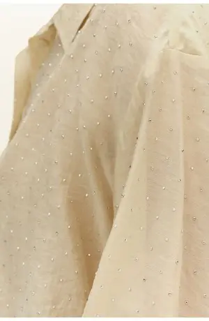 Bimba Y Lola Boxy Rhinestone Shirt - Sand