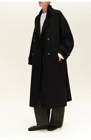 Bimba Y Lola Belted Double-face Wool Coat - Black