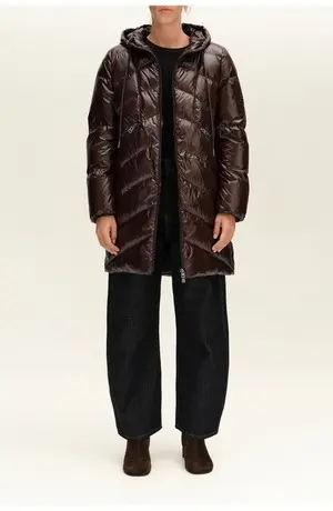 Bimba Y Lola Straight Cut Midi Puffer - Chocolate