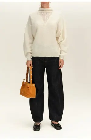 Bimba Y Lola Wool Openwork High Neck Sweater