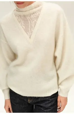 Bimba Y Lola Wool Openwork High Neck Sweater