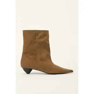 Bimba Y Lola Suede Heeled Ankle Boot - Olive