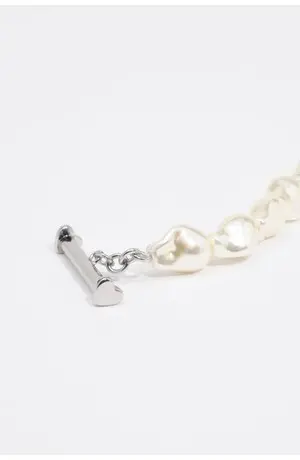Bimba Y Lola Pearl Crystal Heart Necklace