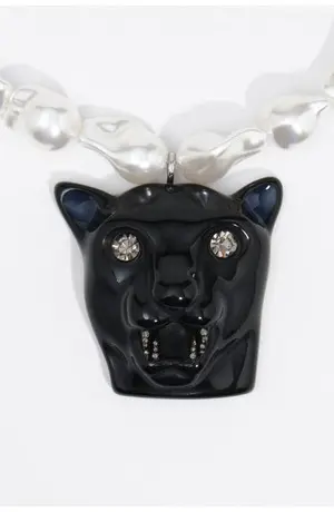 Bimba Y Lola Pearl Necklace With Panther Head