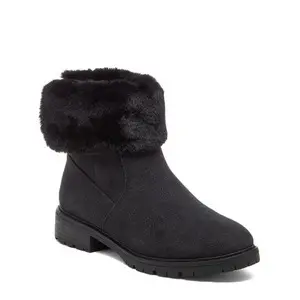 ROCKET DOG Niche Faux Fur Cuff Lug Sole Ankle Boots - Black