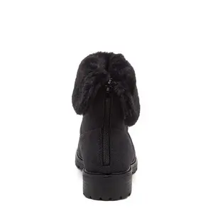 ROCKET DOG Niche Faux Fur Cuff Lug Sole Ankle Boots - Black