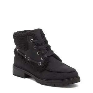 ROCKET DOG Nixie Faux Fur Cuff Lace Up Ankle Boots - Black