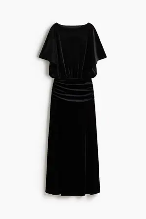 H&M Gathered Velvet Dress