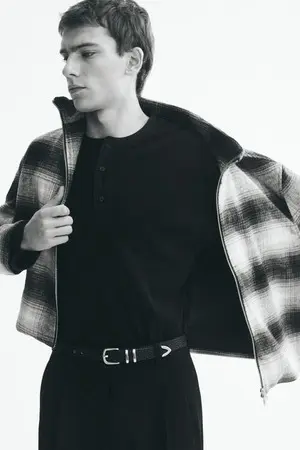 H&M Relaxed-fit Ribbed Henley Shirt - Black