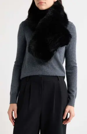 Nordstrom Faux Fur Pull Through Scarf - Black