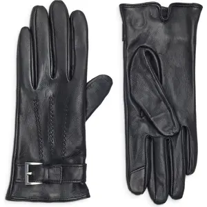 Nordstrom Belted Leather Driver Gloves - Black