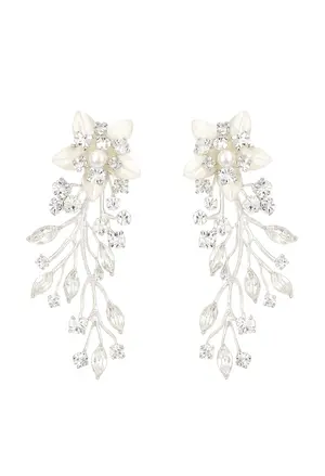 POPPY LANE Merlot Bridal Earrings - Silver