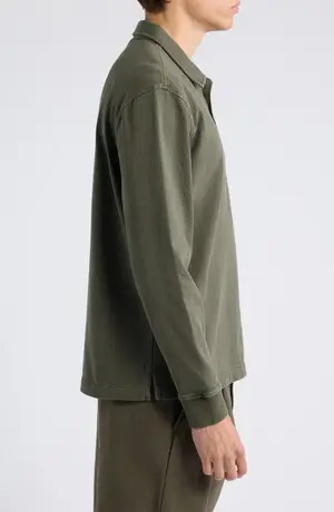 ALEX CRANE Caza Long Sleeve Organic Cotton Polo - Olive