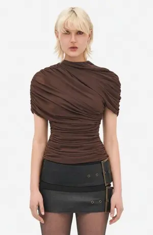 OW Mikaela Draped Top - Brown