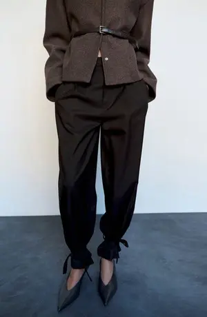 Mango Bow Detail Baggy Pants