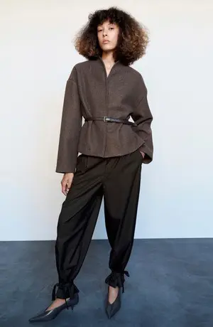 Mango Bow Detail Baggy Pants