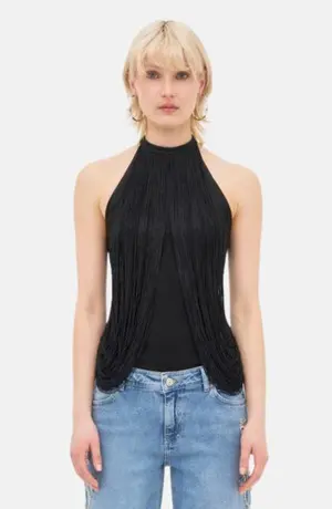 OW Maddy Fringe Top - Black