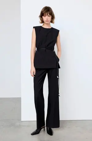 Mango Beaded Belt Sleeveless Jumpsuit