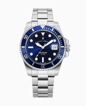 JACQUES DU MANOIR Pro Scuba43mm, Dial, Stainless Steel Bracelet - Blue