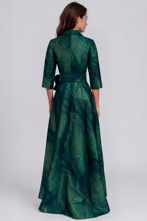 Rene Ruiz Collection 3/4 Sleeve Taffeta Jacquard Shirt Gown