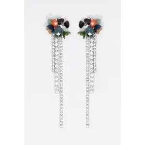Bimba Y Lola Tulip Stone Crystal Earrings - Dark Silver