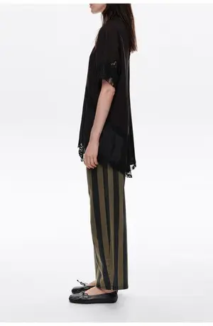Bimba Y Lola Lace Patchwork Long T-shirt - Black