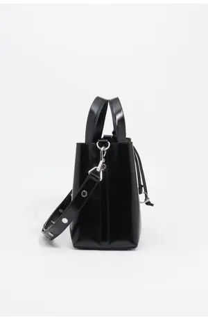 Bimba Y Lola Large Leather Chihuahua Tote - Black