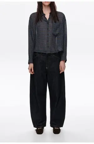 Bimba Y Lola Checked Boxy Fluid Long Shirt - Blue