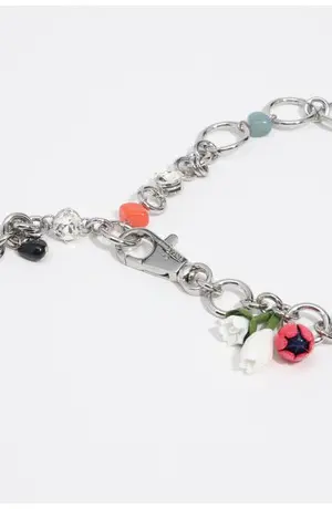 Bimba Y Lola Chain Necklace With Stones And Tulips