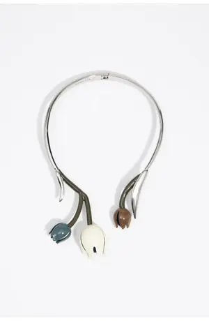 Bimba Y Lola Rigid Necklace With Enamel Tulips